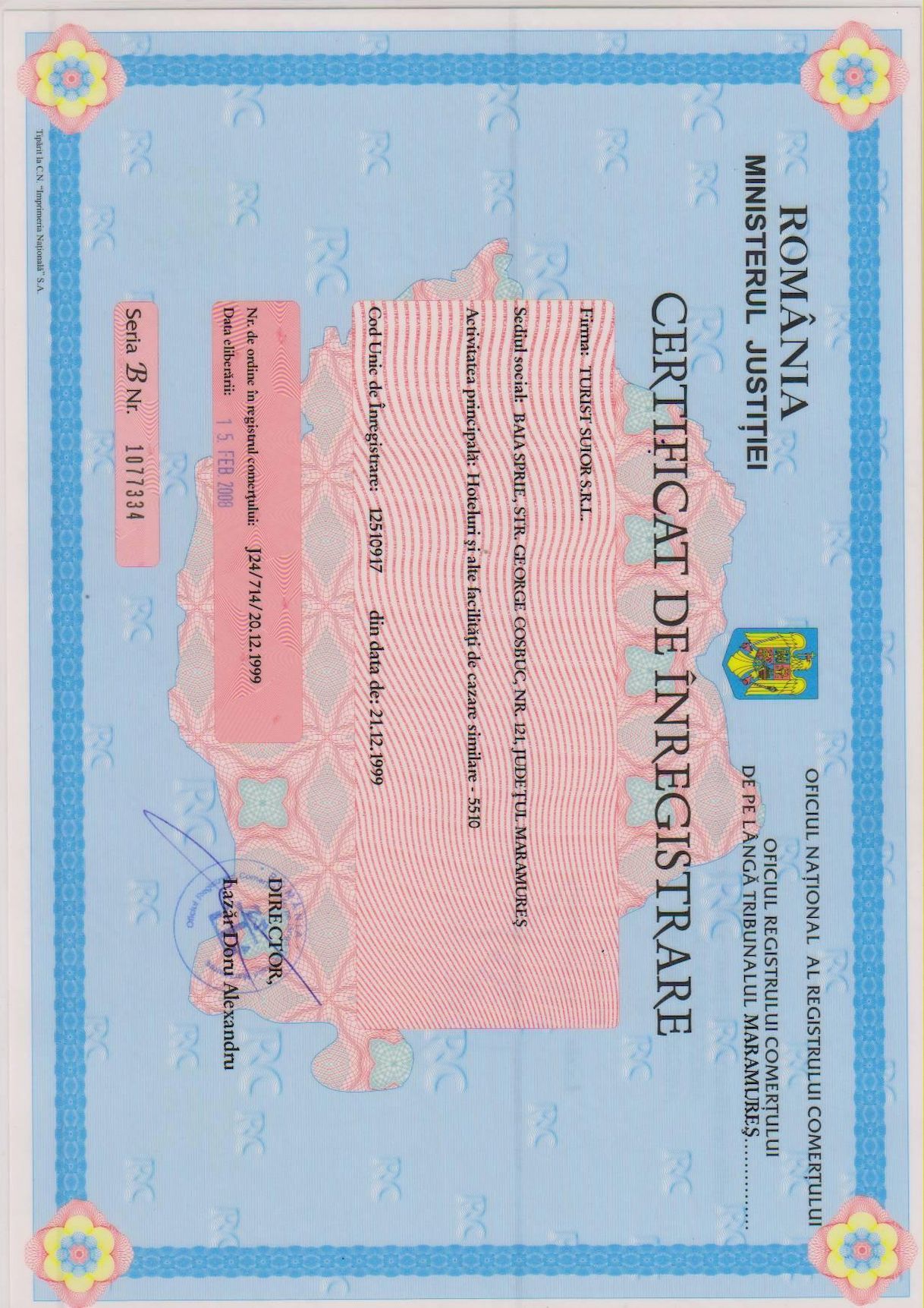 Certificate • Șuior Resort